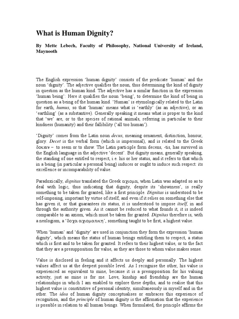 Human Dignity | Dignity | Reason