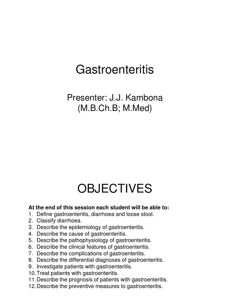 Gastroenteritis - J.J. Kambona (Compatibility Mode) | PDF | Diarrhea ...