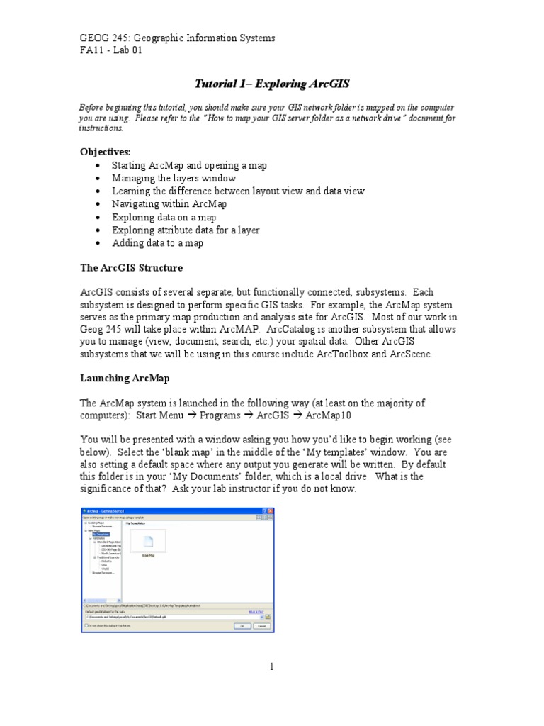 Tutorial 1 - Exploring Arcgis: Objectives | PDF | Arc Gis | Geographic ...