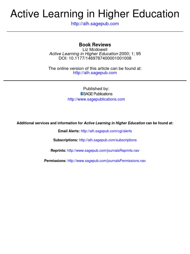 Active Learning in Higher Education: Book Reviews | PDF | Learning ...