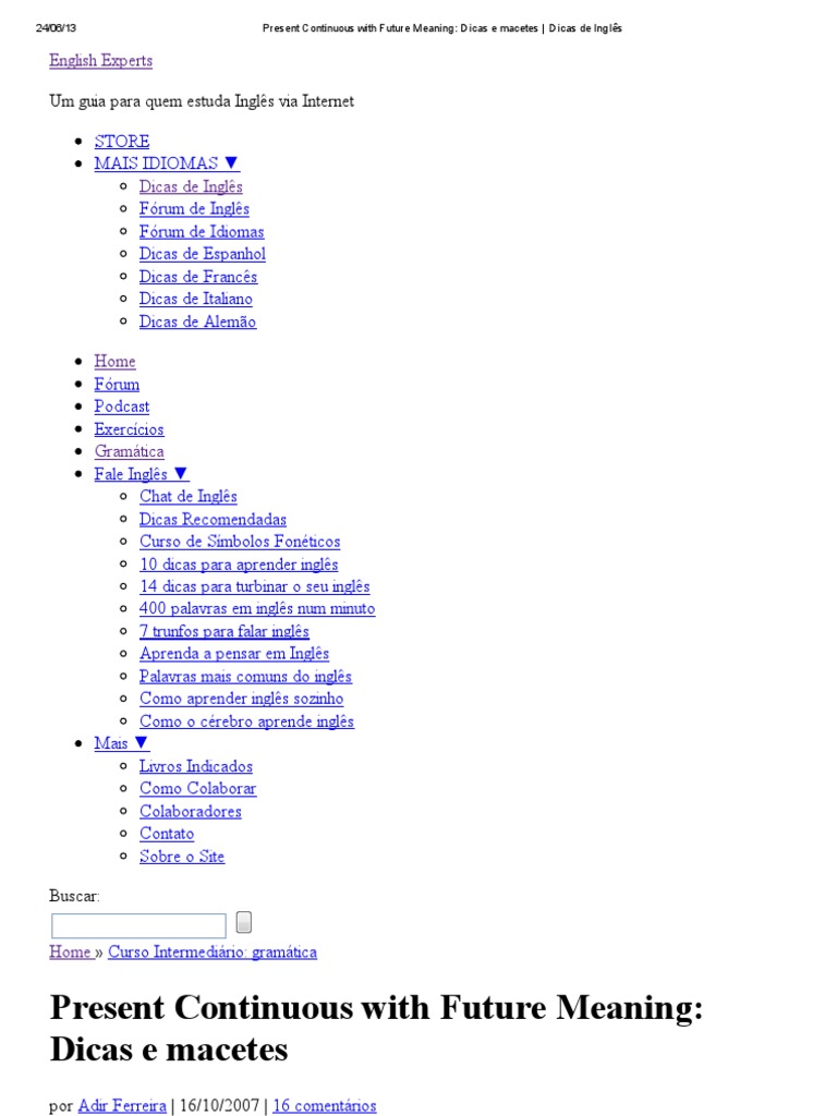 Present Continuous With Future Meaning - Dicas e Macetes - Dicas de ...