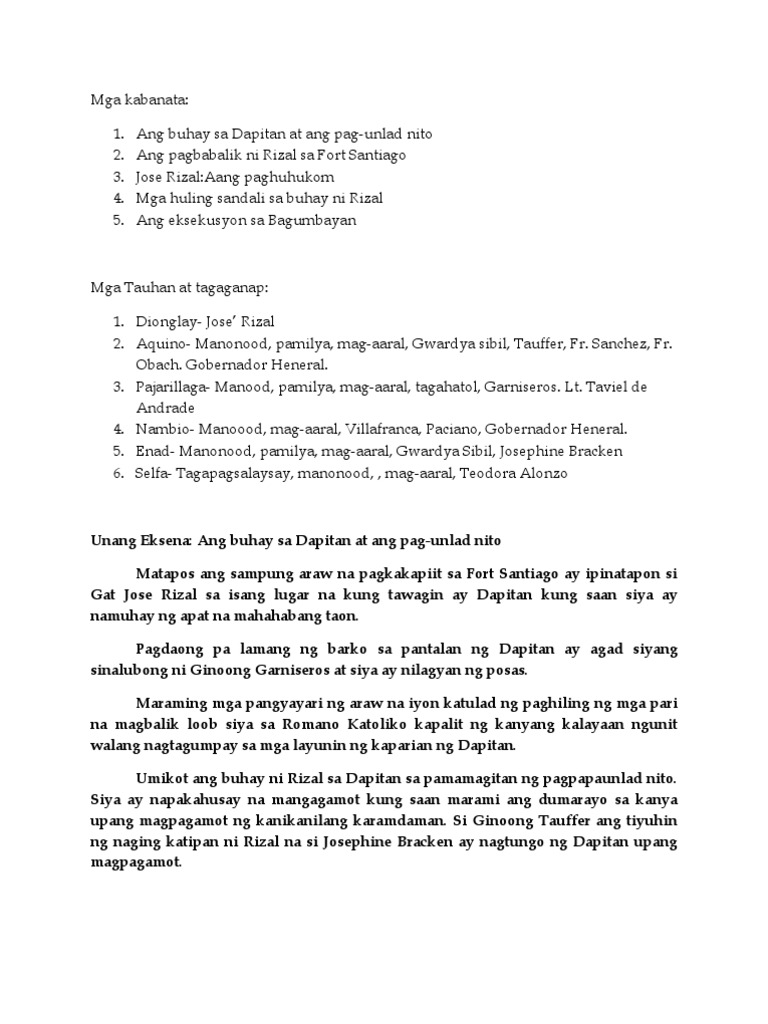 Ang Pagkamatay Ni Jose Rizal - Script | PDF