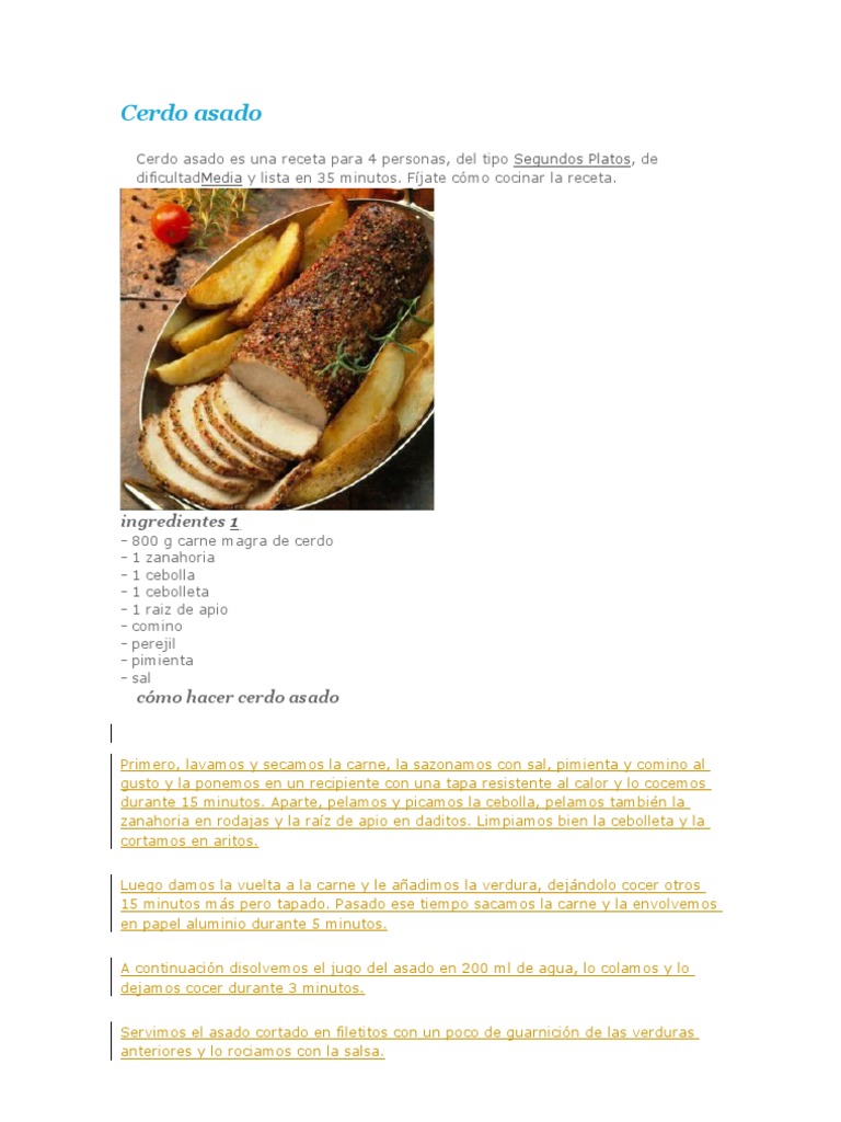 Cerdo Asado | PDF