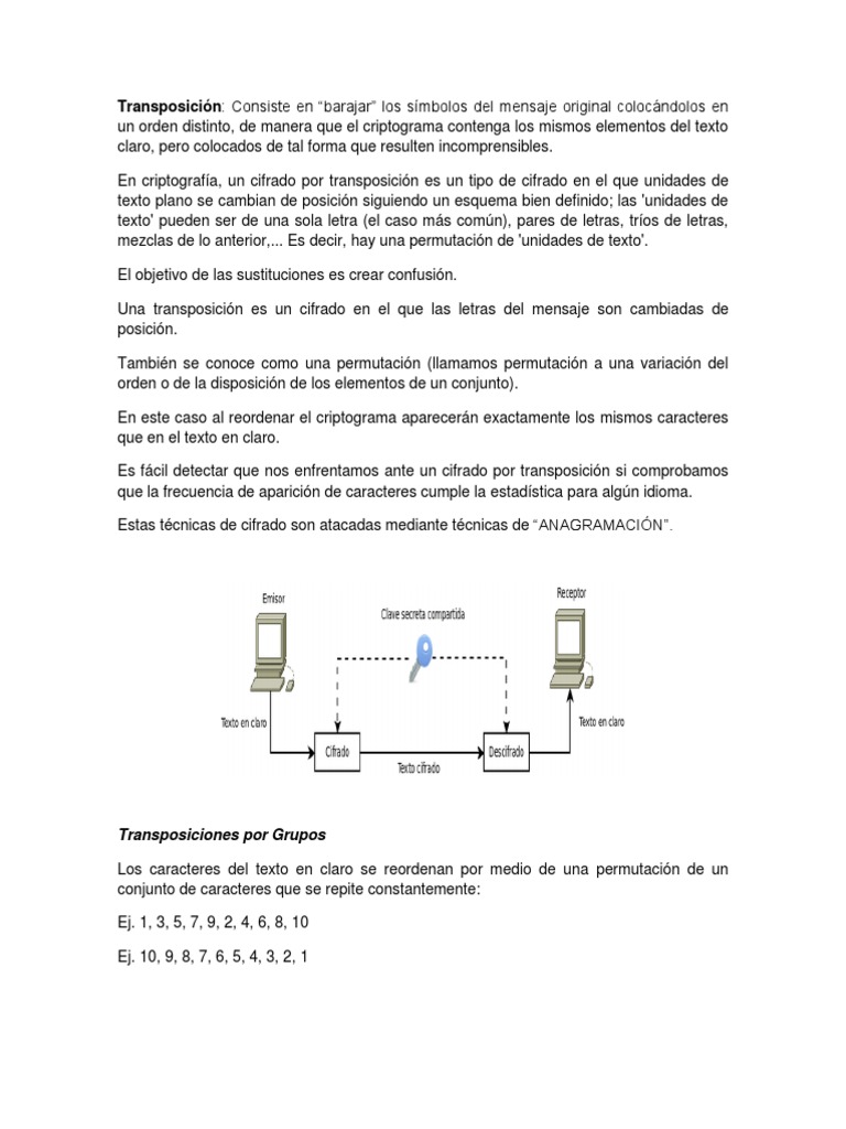 Transposición | PDF | Cifrado | Comunicación segura