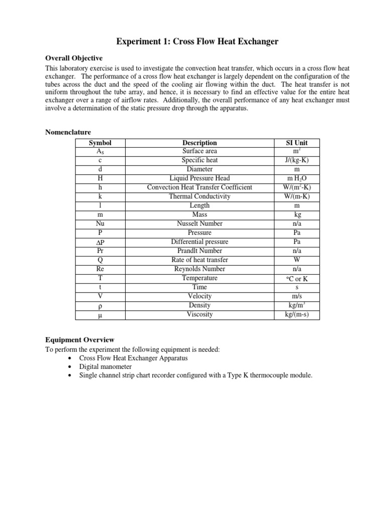 Exp 1 Cross Flow Heat Exchanger | PDF