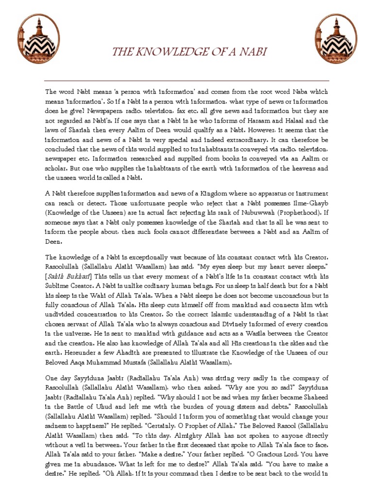 The Knowledge of A Nabi | PDF | Prophets And Messengers In Islam ...