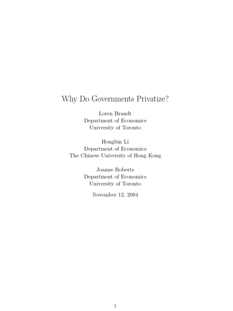 Why Do Governments Privatize | PDF | Logistic Regression | Privatization