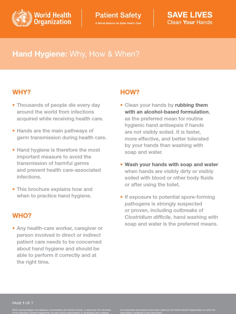 Hand Hygiene Why How and When Brochure | PDF
