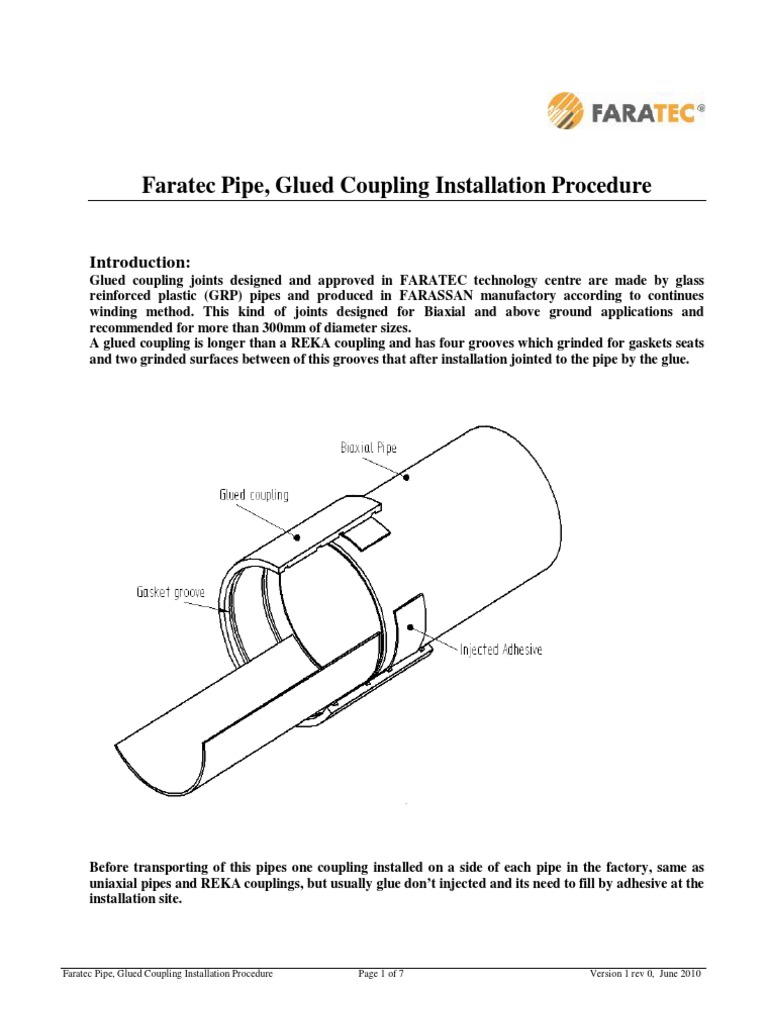 GRP Pipe Adhesive Coupling Installation | PDF | Adhesive | Pipe (Fluid ...