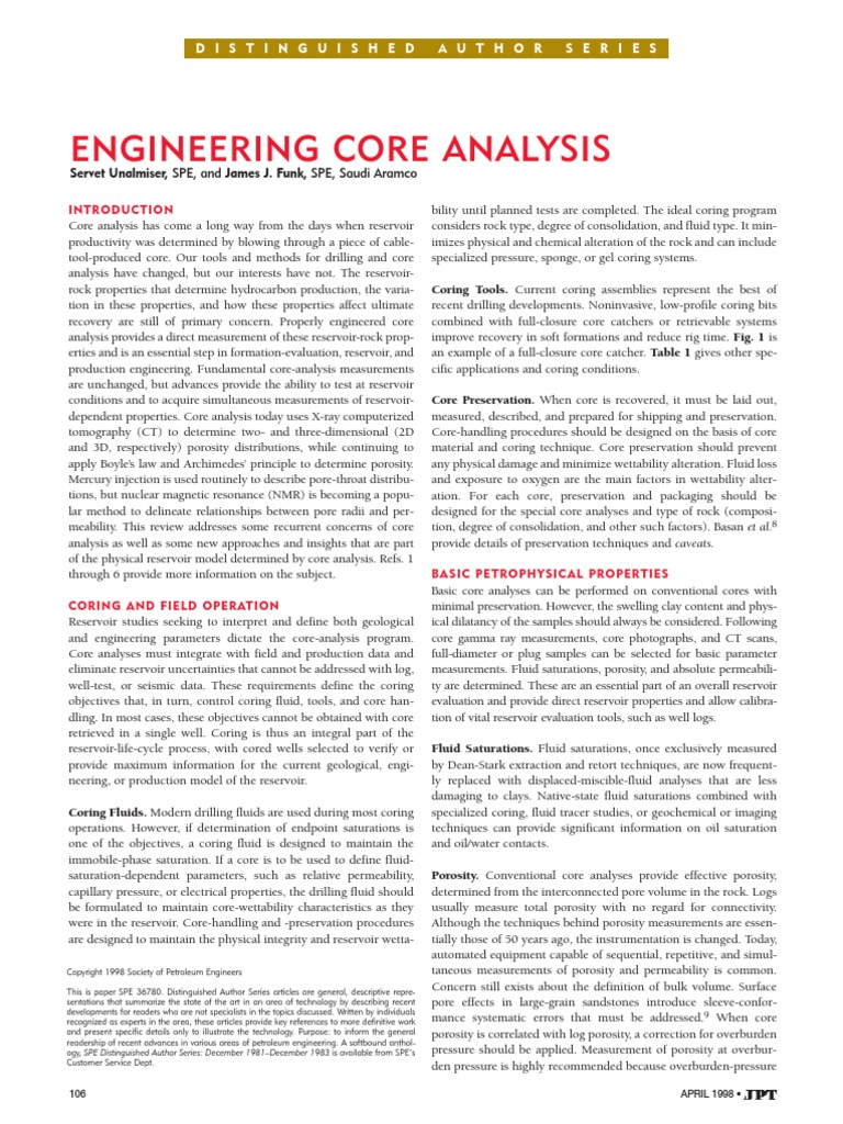 Core Analysis | PDF | Petroleum Reservoir | Permeability (Earth Sciences)