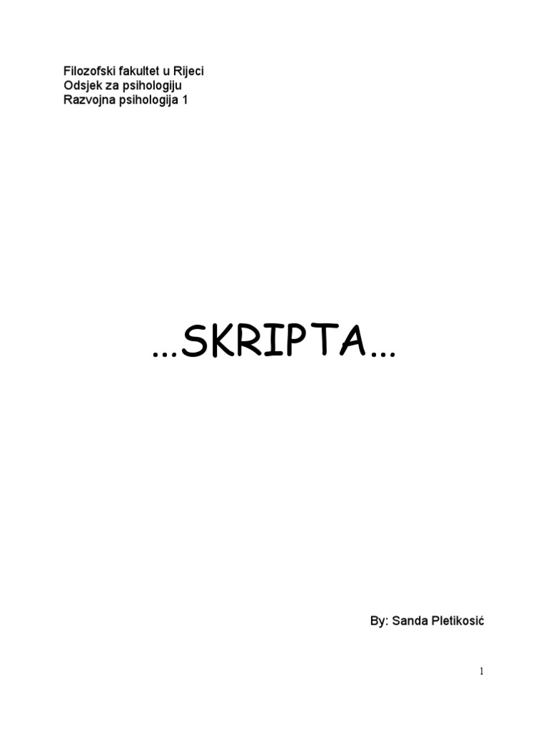 Razvojna Psihologija - Skripta | PDF