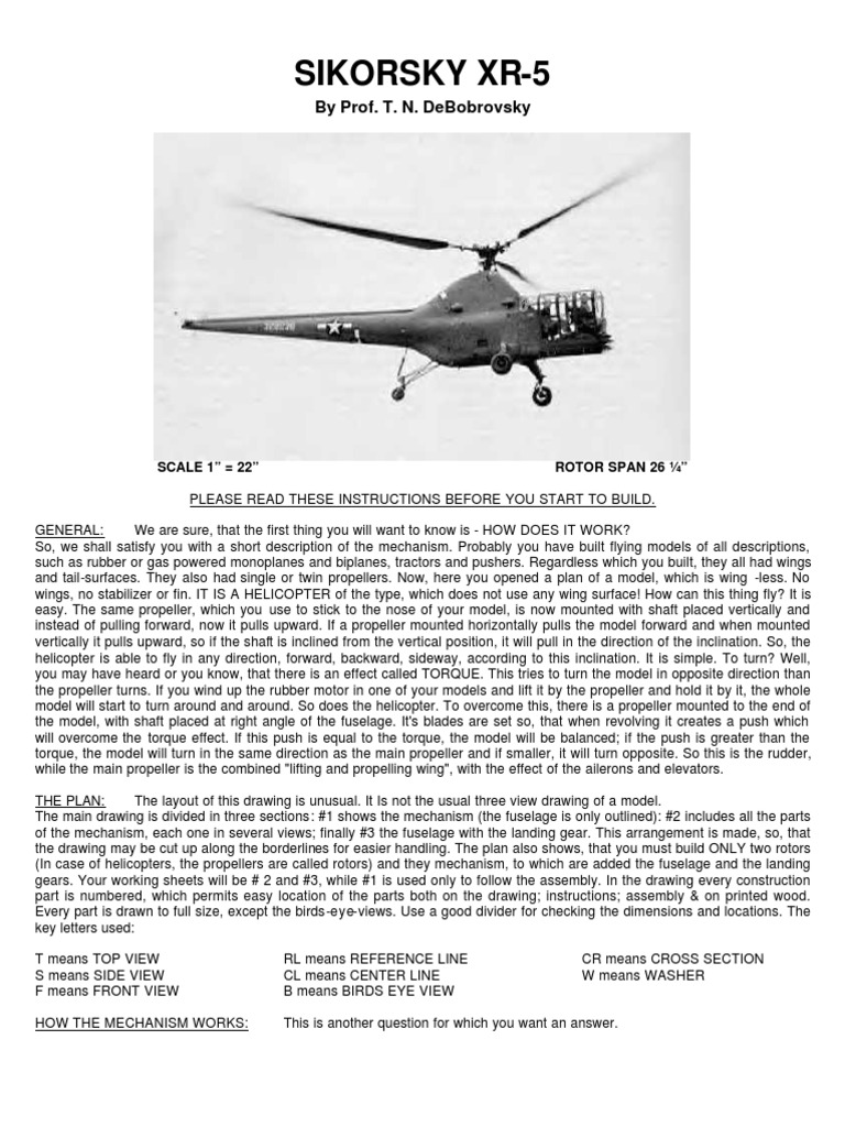 Sikorsky XR 5 | PDF | Helicopter | Helicopter Rotor