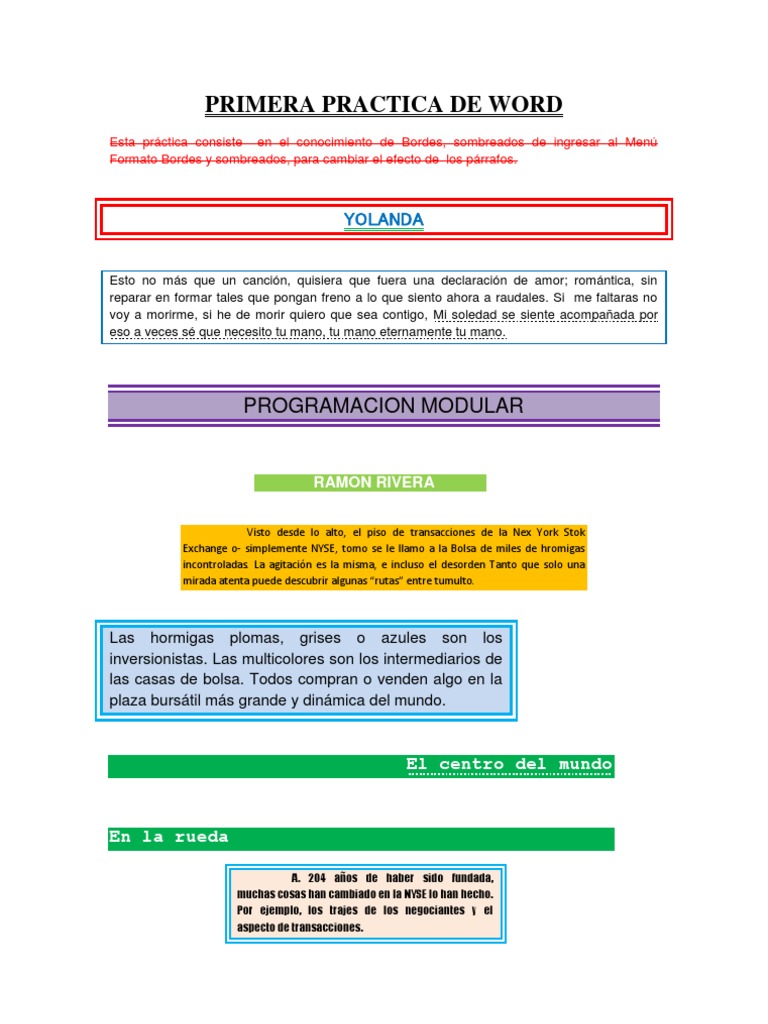 Primera Practica de Word | PDF | Sistema operativo | Microsoft Word
