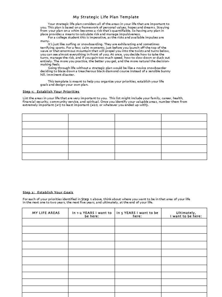 Strategic Life Plan Template Guide | PDF | Career & Growth