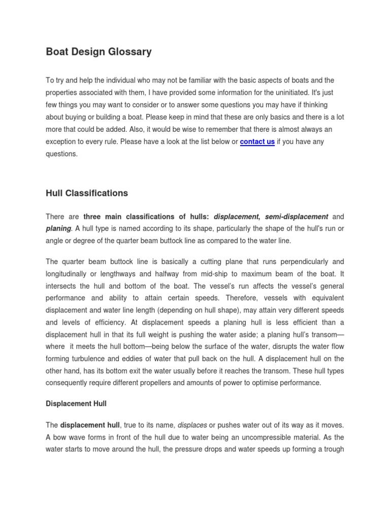 An Introduction to Boat Hull Classifications and Types | PDF | Hull ...