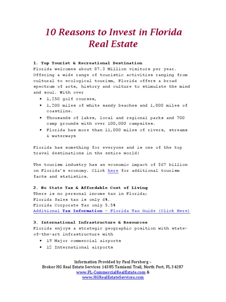 10 Reasons To Invest in FLorida Real Estate | PDF | Florida | Tourism