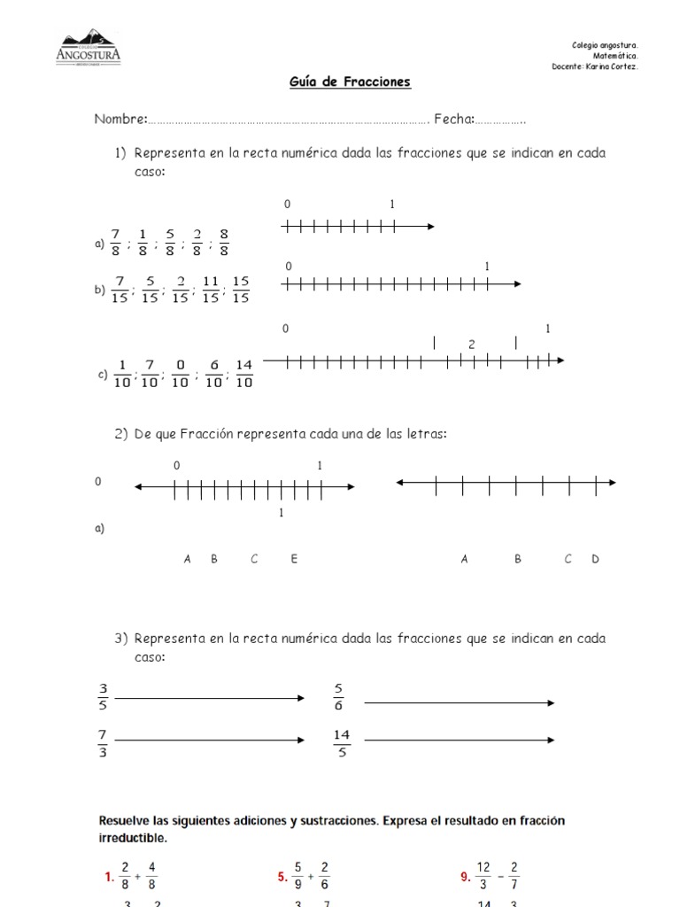 Fracciones en La Recta Numerica