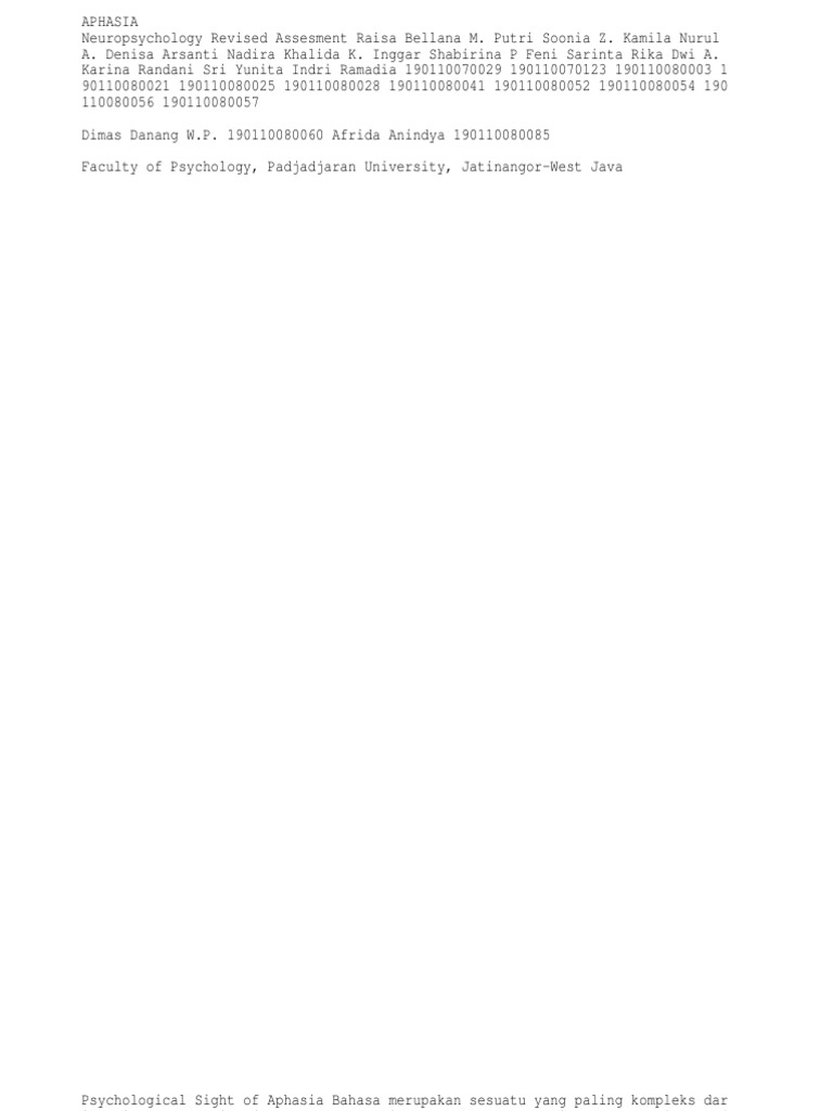 Aphasia TEST | PDF | Seni & Disiplin Bahasa