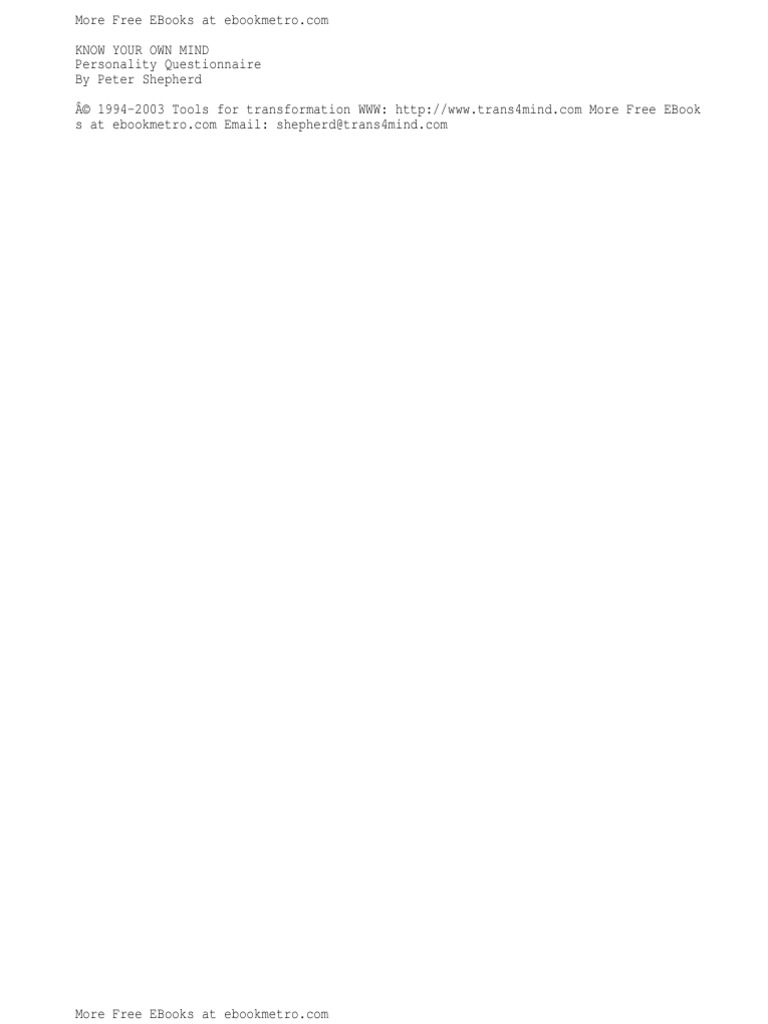 Children's Personality Questionnaire | PDF | Extraversion And ...