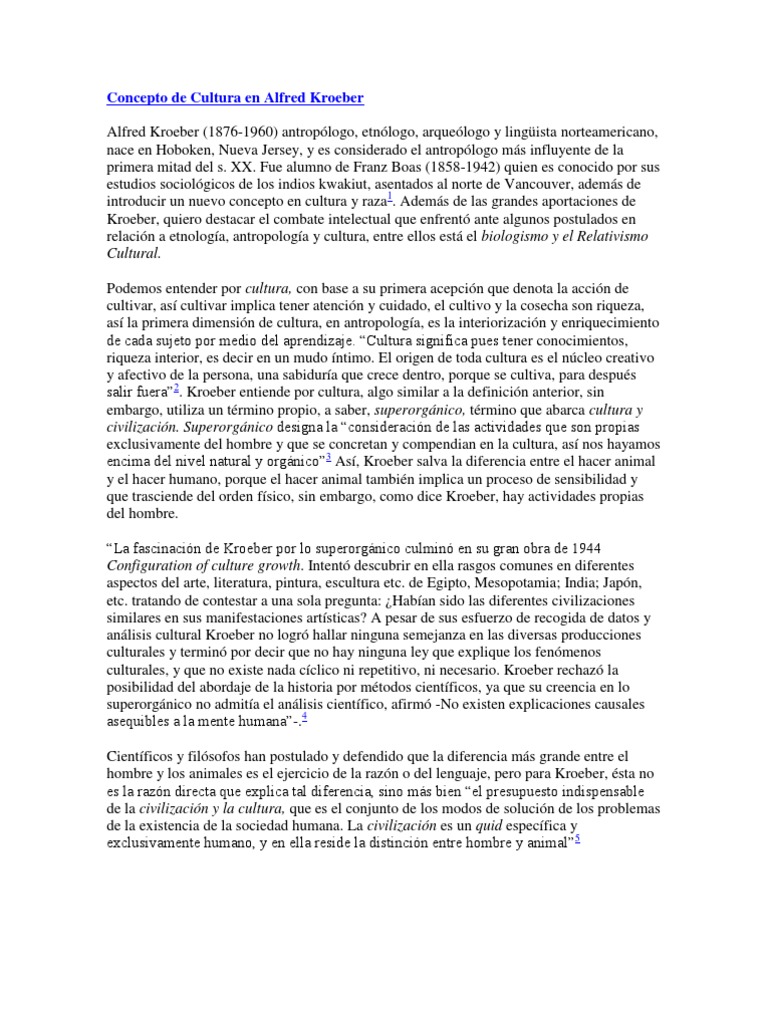 El concepto de cultura de Alfred Kroeber y su rechazo al relativismo ...