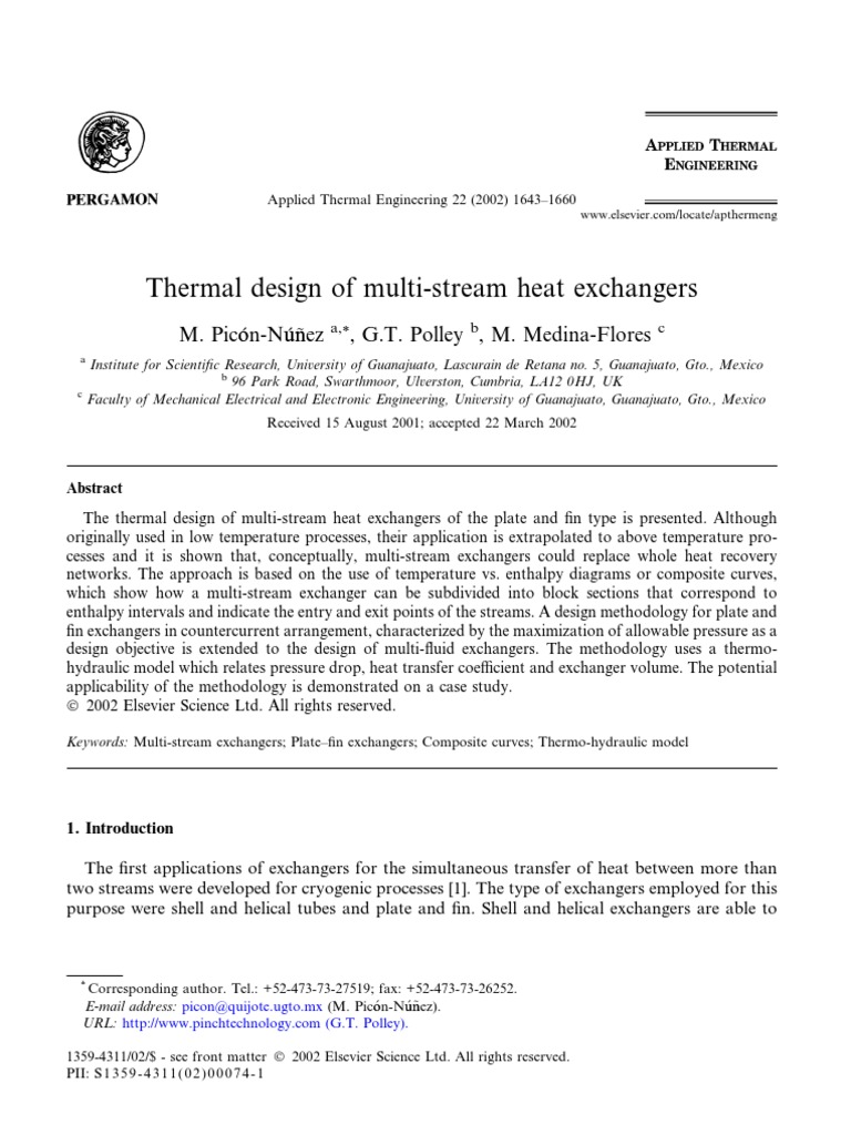 Thermal Design of Multi-Stream Heat Exchangers | PDF | Heat | Heat Transfer