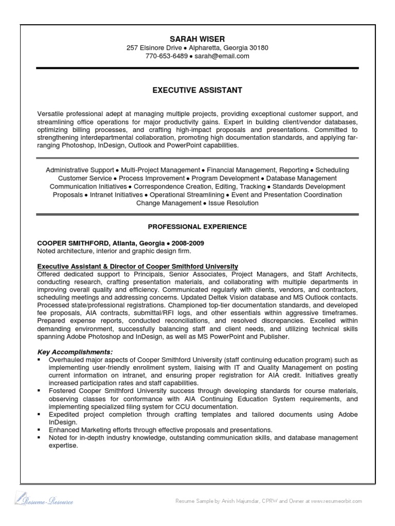 Executive Assistant Resume Example | PDF | Project Manager | Databases