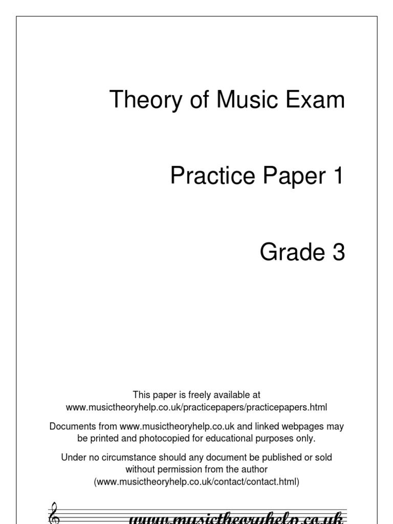 Grade 3 Paper 1 | PDF | Scale (Music) | Minor Scale