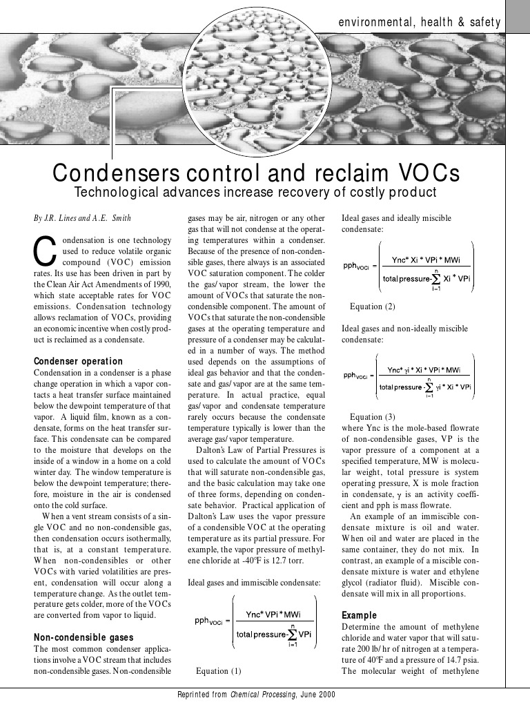 Condensers Control and Reclaim VOCs | PDF | Heat Exchanger | Volatile ...