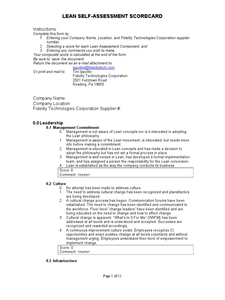 Pdise Lean Self-Assessment Scorecard | PDF | Six Sigma | Inventory