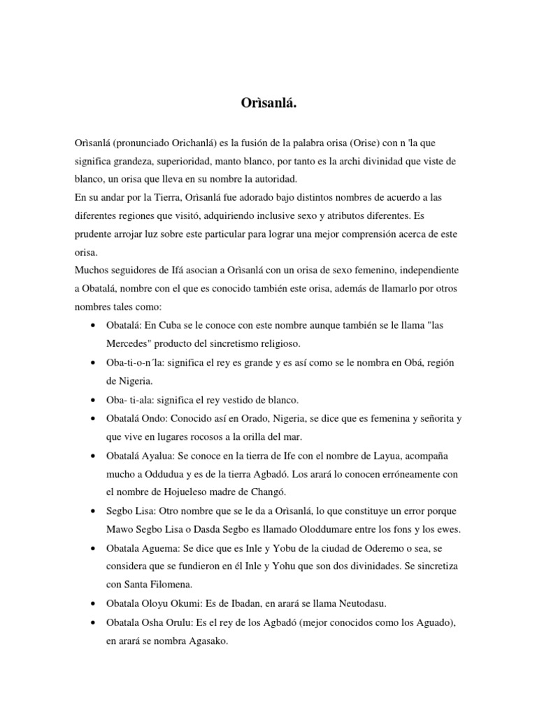 Orìsanlá | PDF | Religión étnica | Santeria
