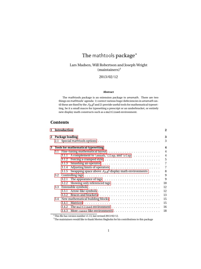 Mathtools Manual | Download Free PDF | Bracket | Matrix (Mathematics)