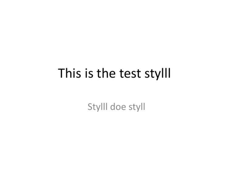 Test Styll Overview | PDF
