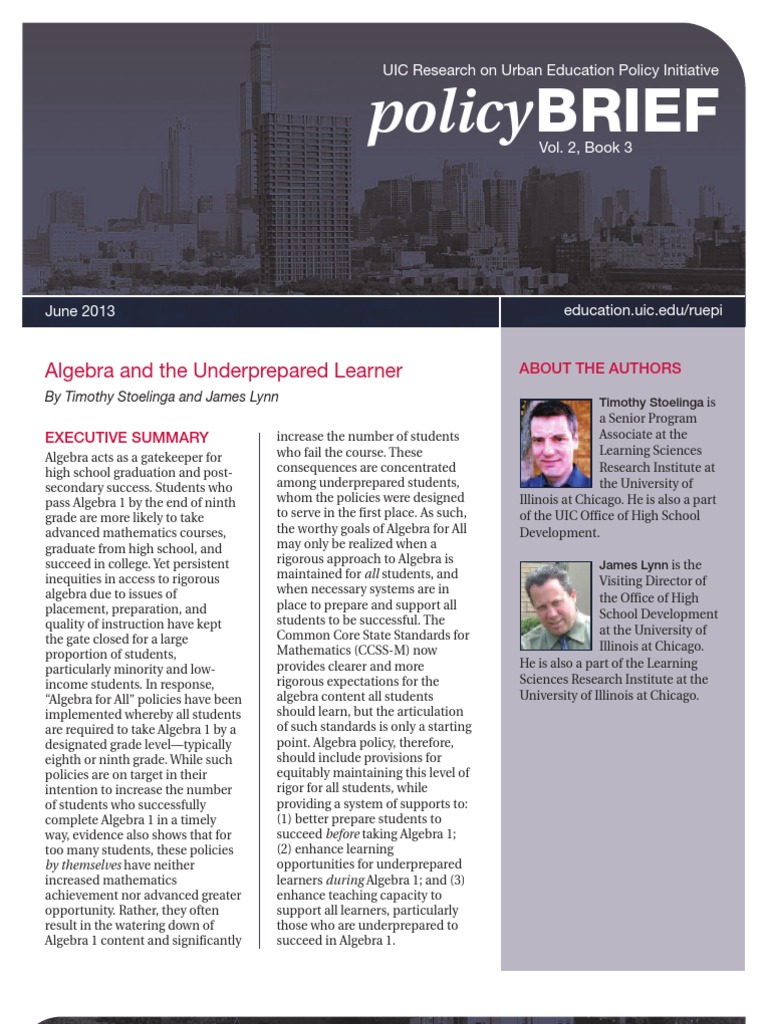 Algebra Success for Underprepared Learners | PDF | National Council Of ...