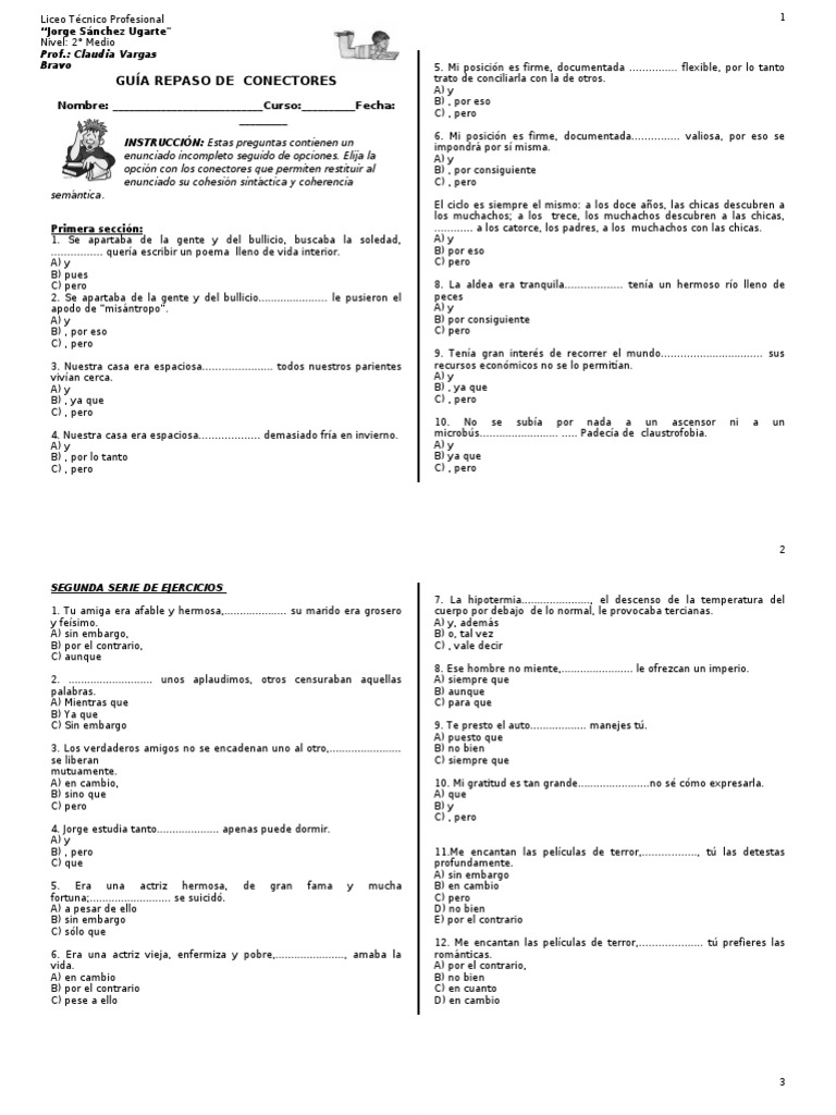Guía Repaso de Conectores | PDF