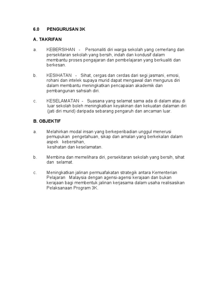 Fail Meja 3k Kebersihan | PDF