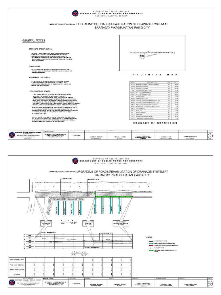 DPWH General Notes for ROADS | Metro Manila | Carretera