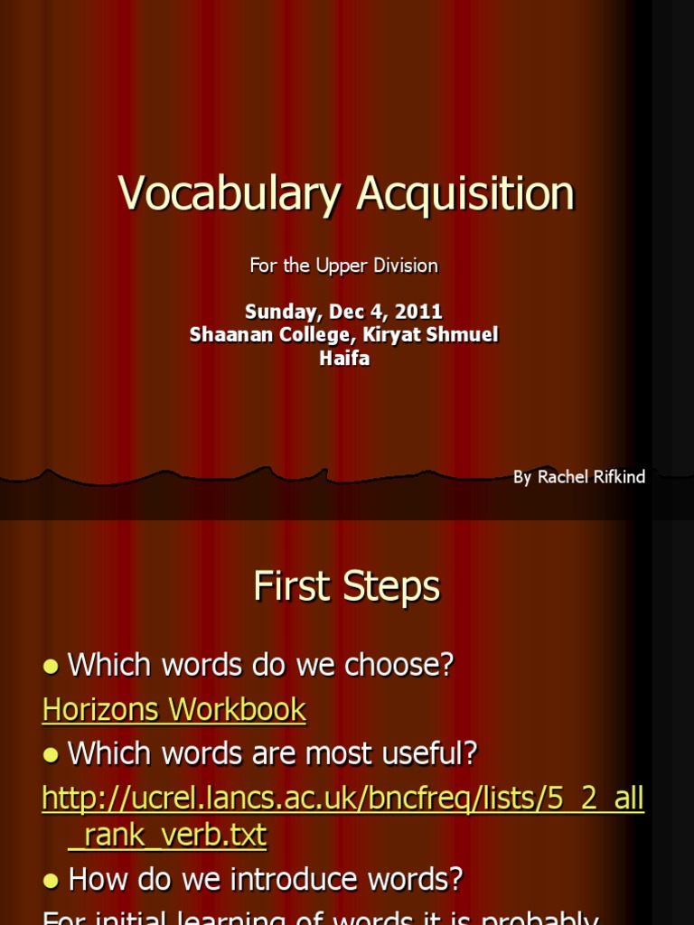 Vocabulary Acquisition | PDF | Vocabulary | Language Acquisition