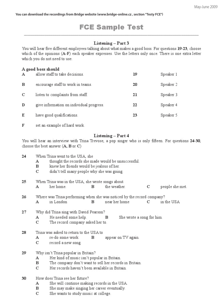 Fce Pet 2009 09 10 | PDF