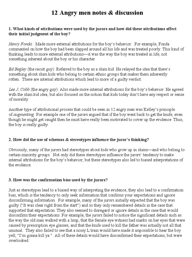 12 Angry Men Notes | PDF