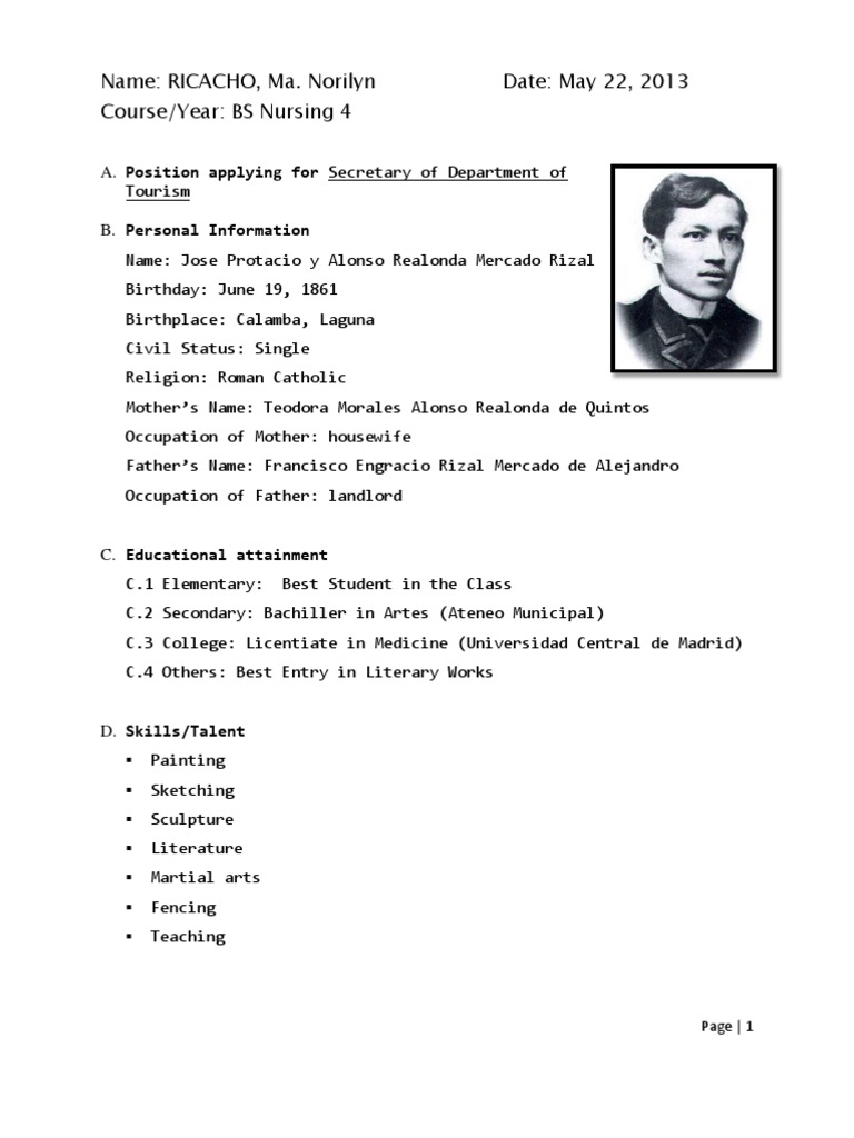Rizal Resume
