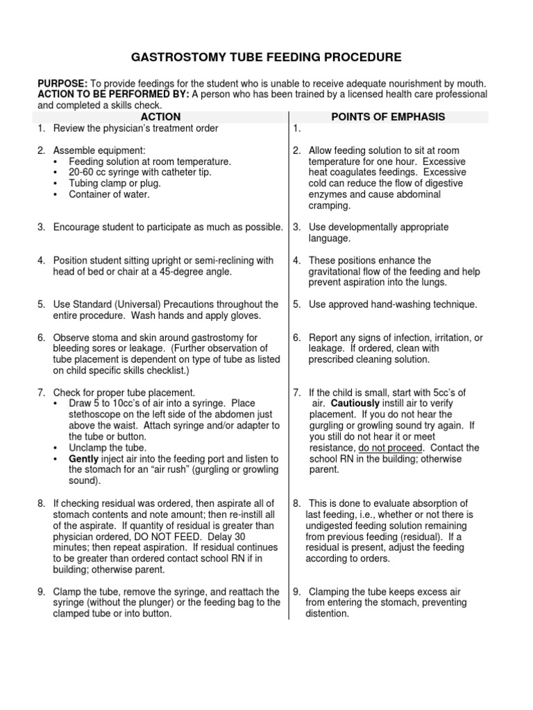 Gastrostomy Tube Feeding Procedure | PDF | Medical Specialties | Medicine