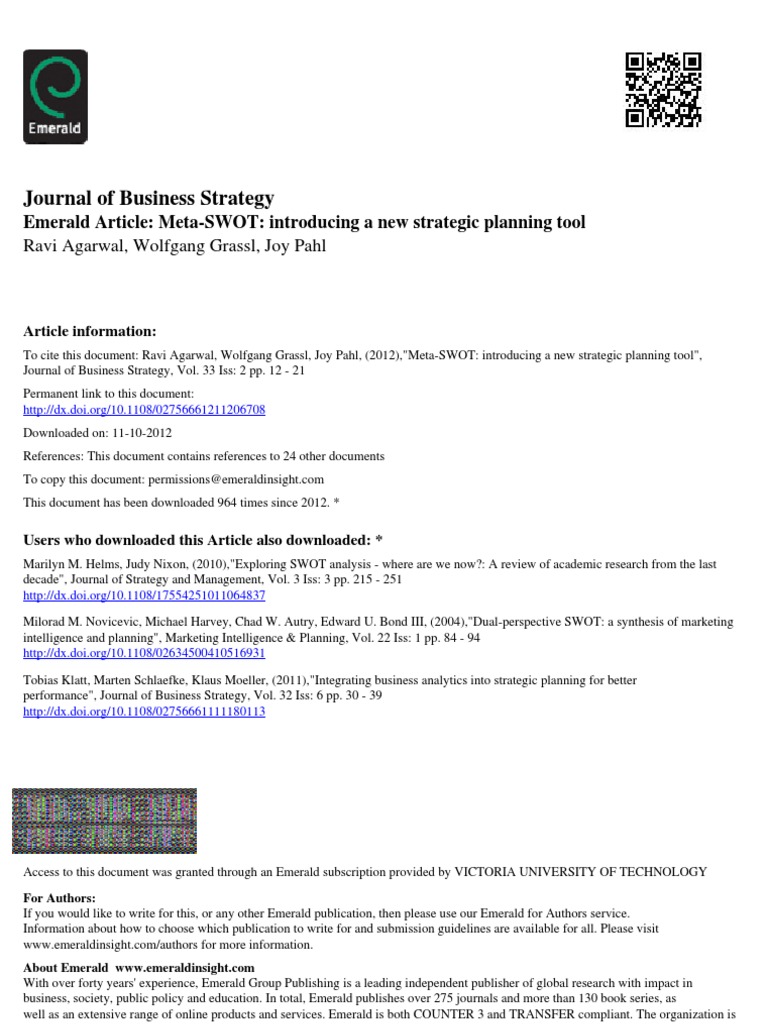 Meta SWOT | PDF | Strategic Management | Swot Analysis