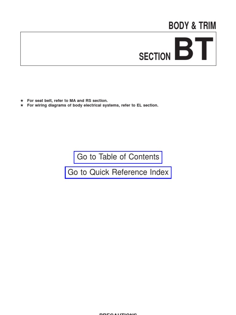 Body & Trim: Go To Table of Contents Go To Quick Reference Index | PDF ...