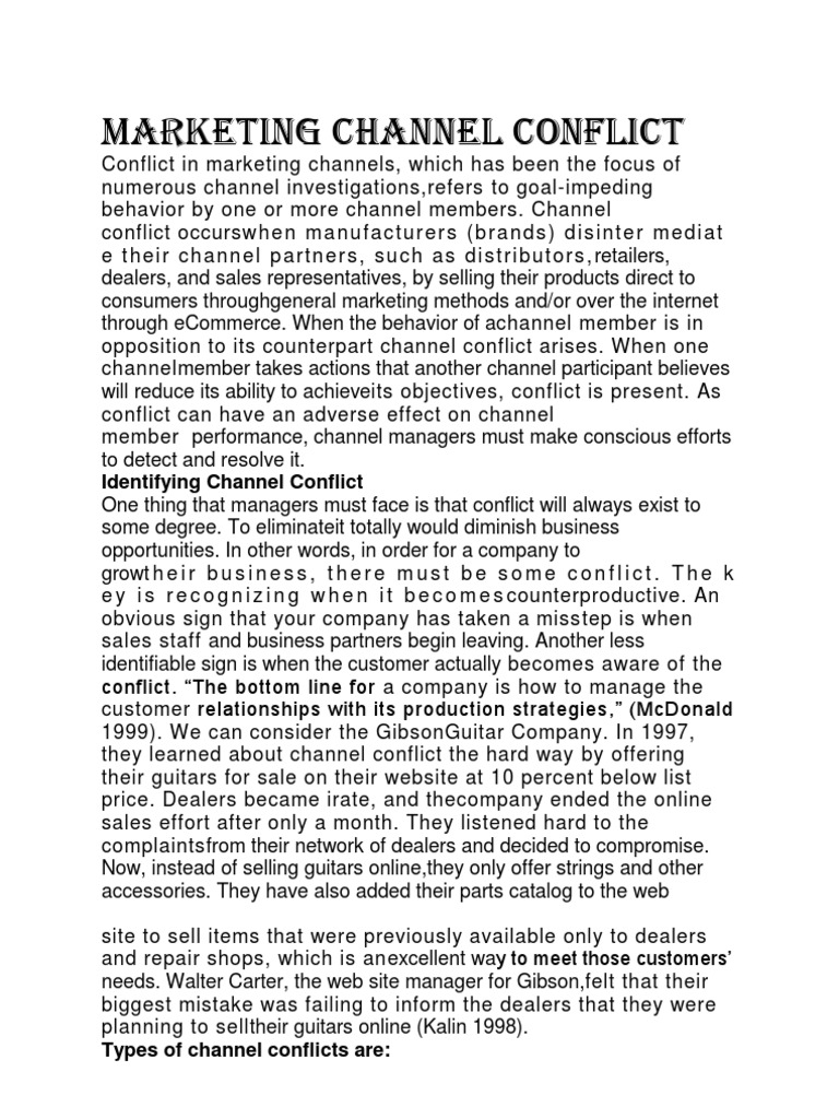 Marketing Channel Conflict | PDF | Sales | Behavior