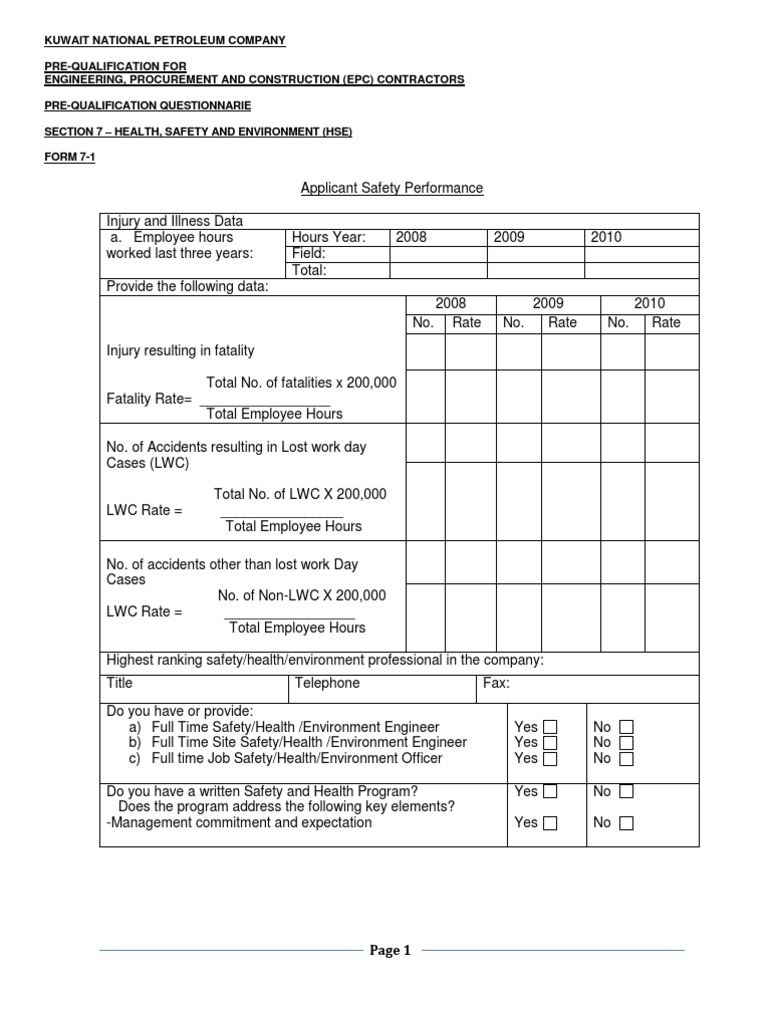 Form 7 1 | PDF | Safety | Employment