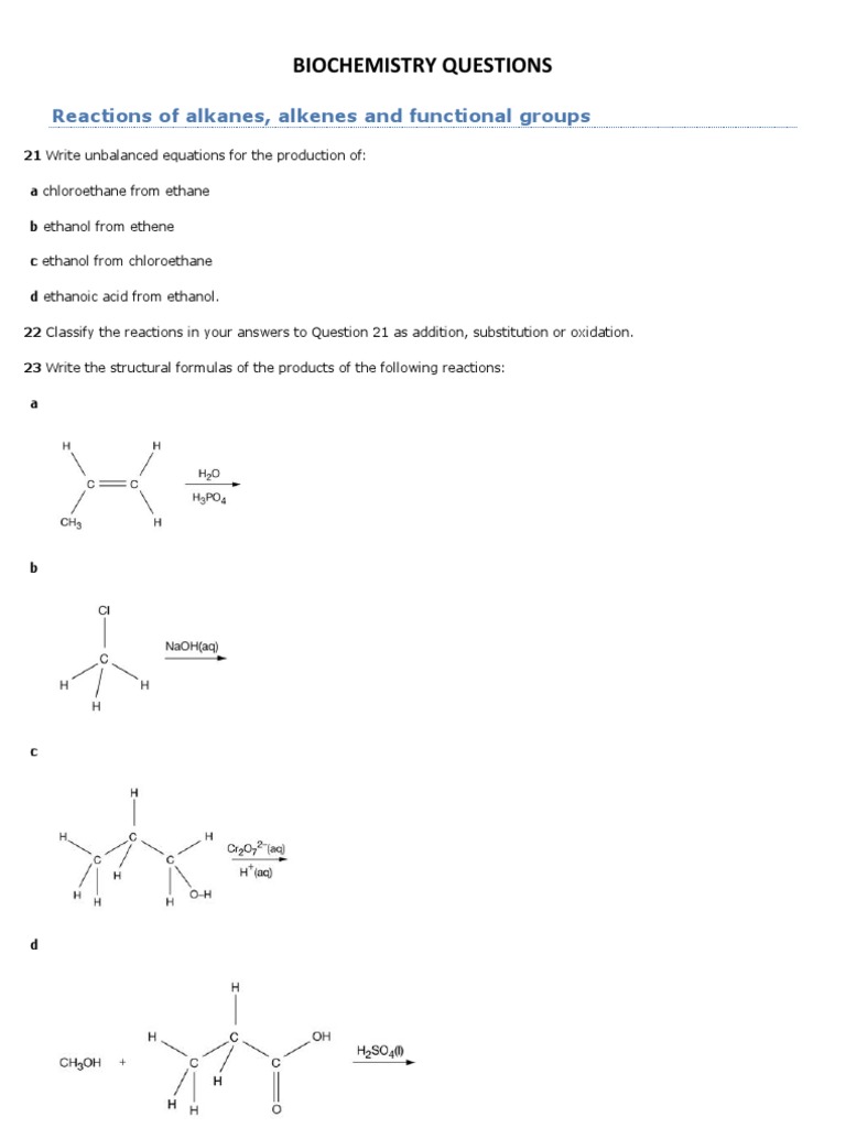 Biochemistry Questions