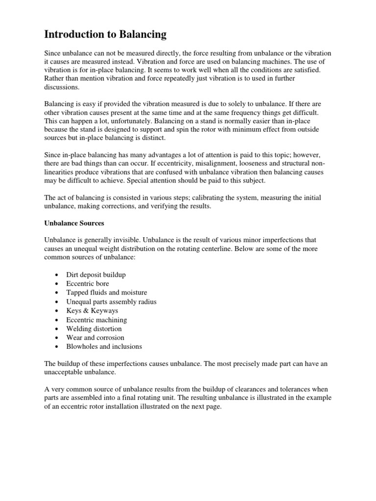 Introduction To Balancing | PDF | Mechanical Engineering | Physical ...