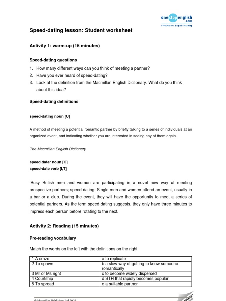 Speed Dating | PDF | Vocabulary | Languages