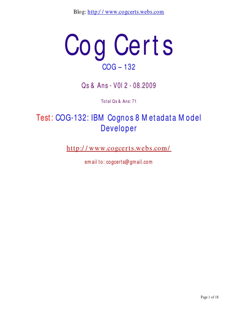 Cognos 8 BI Metadata Model Exam Guide | PDF | Sql | Metadata