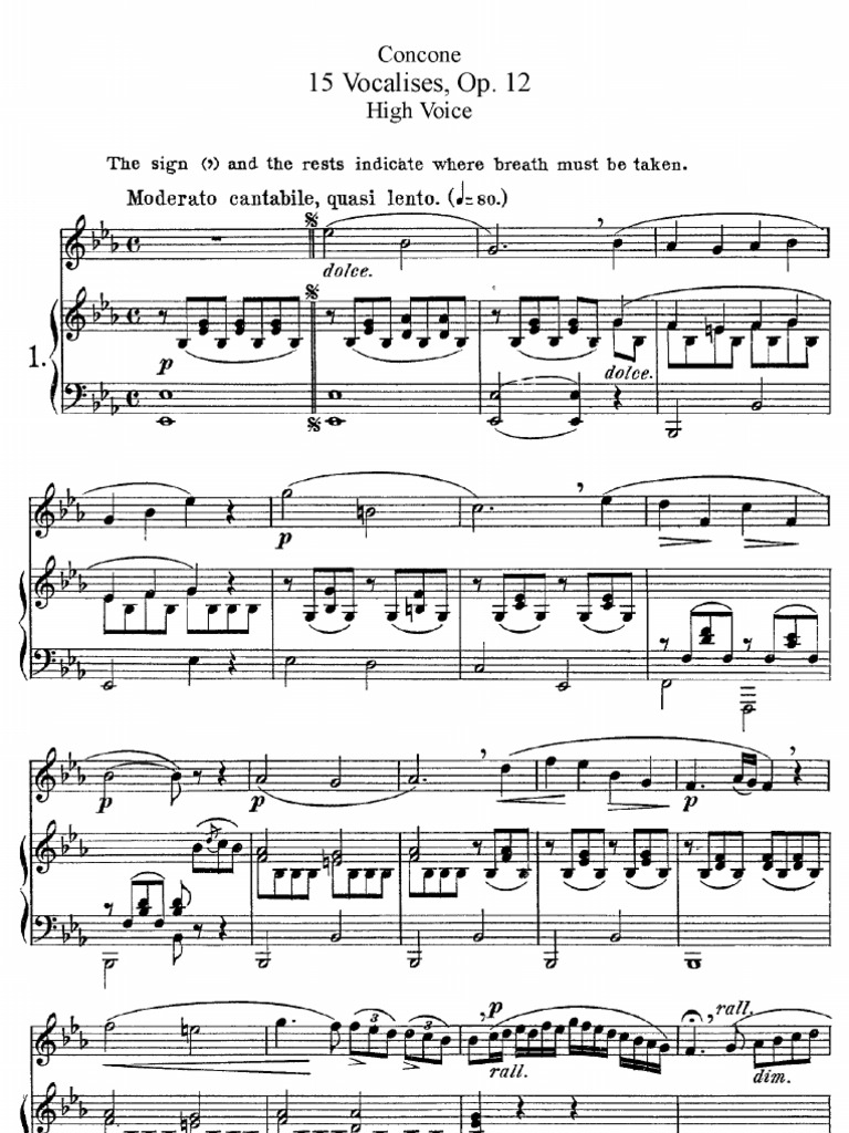 Concone G.15 Vocalises Op. 12 High Voice | PDF